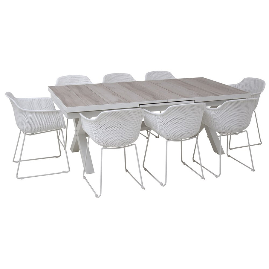 Excalibur Sultan Extension Dining Setting | SUL7WHT | Outdoors Domain